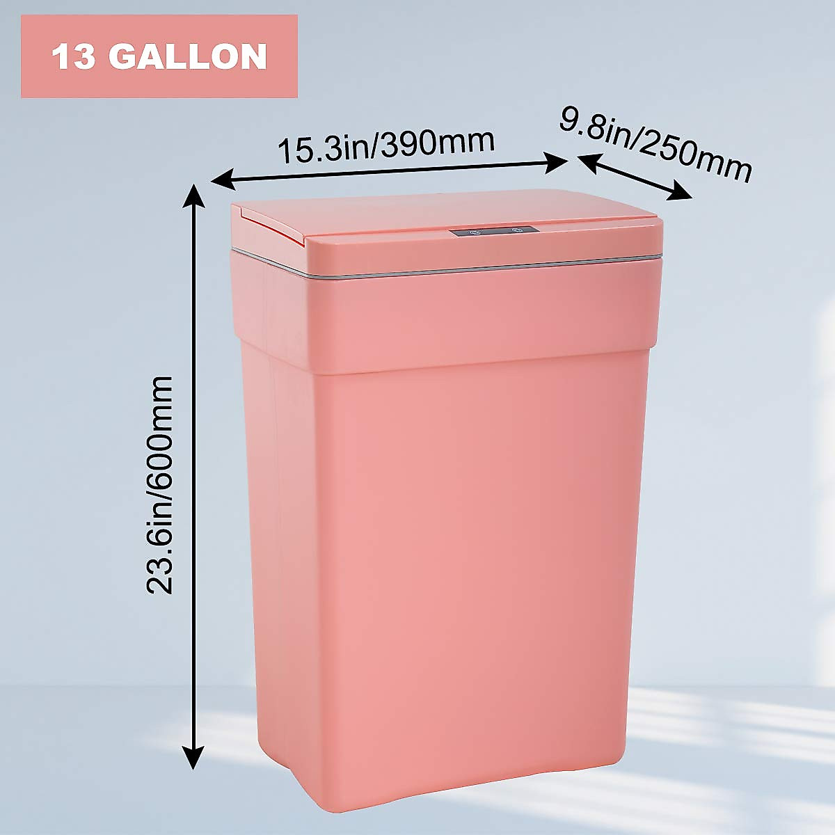 TTY Store 13 Gallon 50L Touchless Automatic Trash Can with Lid, Pink, Polypropylene