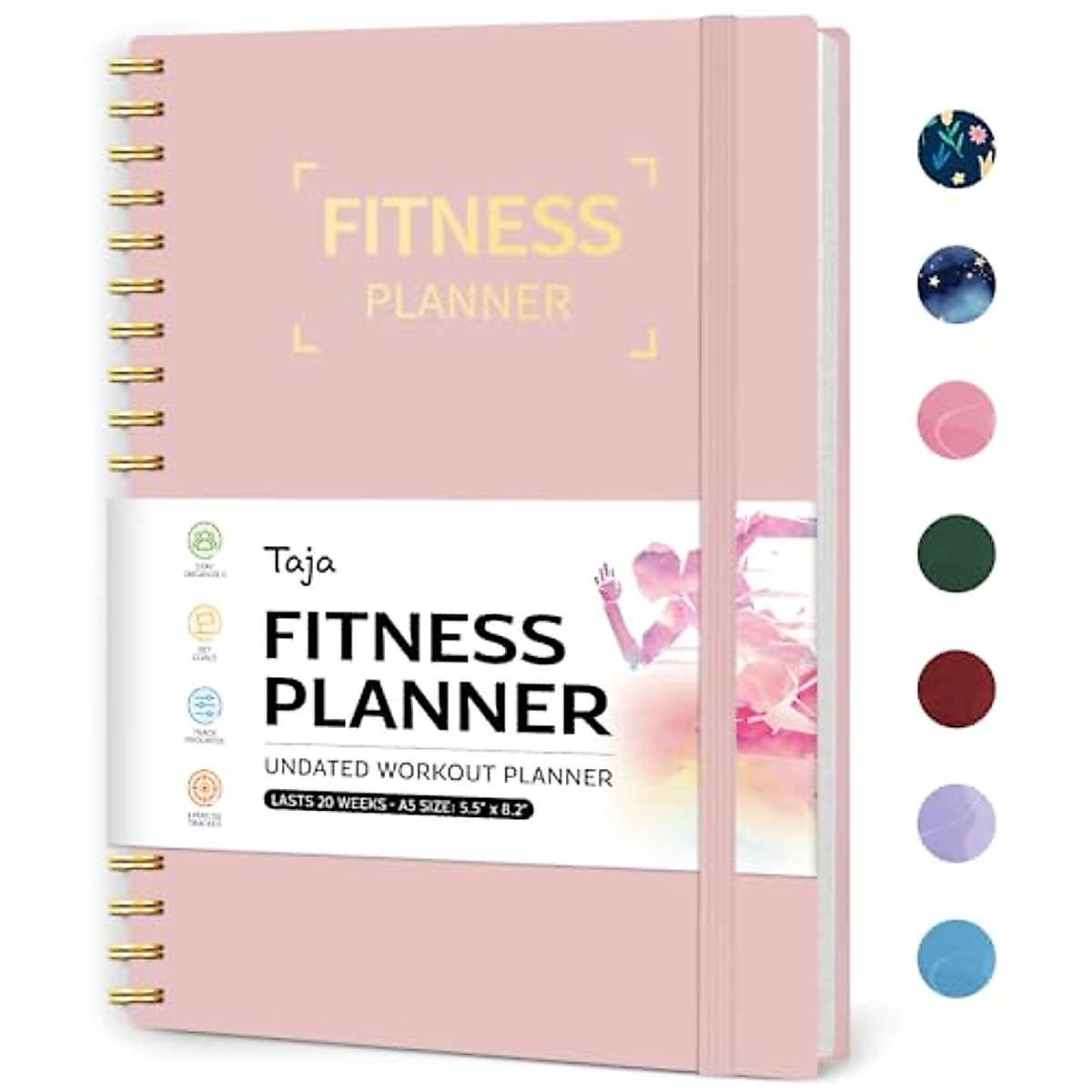 Fitness Workout Journal for Women & Men, A5(5.5" x 8.2") Workout Log Book Planner for Tracking, Progress, and Achieving Your Wellness Goals-Pink