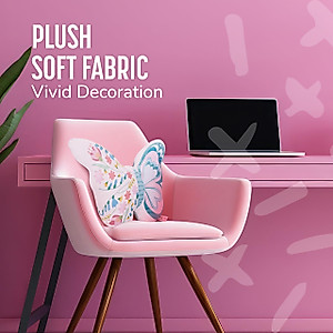 PixieCrush Butterfly Pillow - Butterfly Room Decor - Decorative Flower Throw Pillow - Stuffed Butterfly - Soft & Plush Butterfly Stuffed - Pink Butterfly Throw Pillow - Butterfly Plush