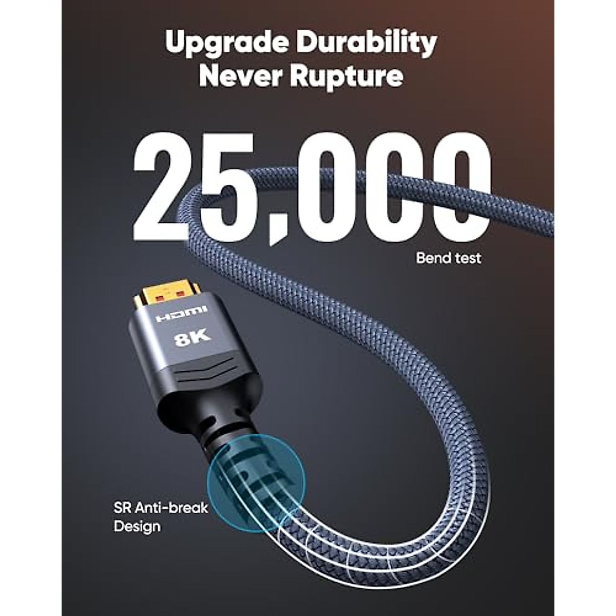 Highwings 8K@60 HDMI Fiber Optic Cable 2.1 150FT Long, Unidirectional Ultra 48Gbps High Speed Slim Flexible HDMI Braided Cord 4K@120Hz Dynamic HDR/HDCP 2.2 /3D Compatible for Monitor PS5 Roku