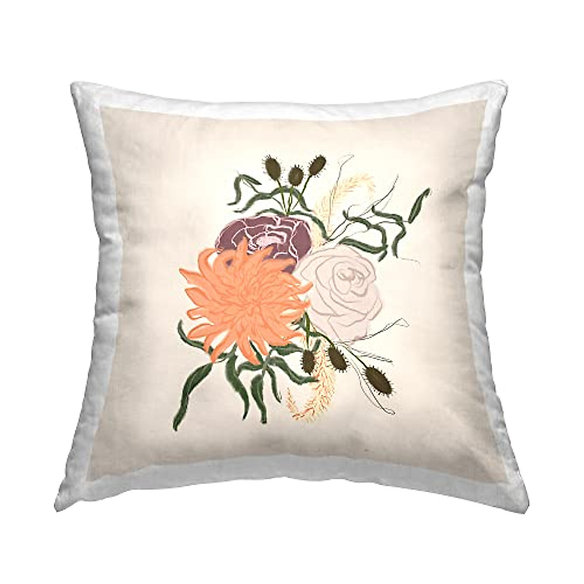 Stupell Industries Blooming Flower Bulbs Mixed Botanical Arrangement Design by Birgit Maria Kiennast Throw Pillow, 18 x 18, Beige