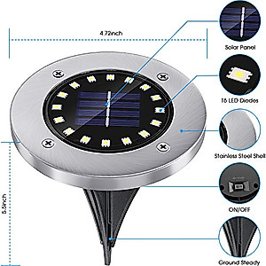 NFESOLAR Solar Outdoor Lights with 16 LEDs, Blue Color Bright Solar Ground Lights Outdoor, Waterproof Solar Disk Lights for Pathway Garden Yard Lawn Walkway Driveway (8 Pack)
