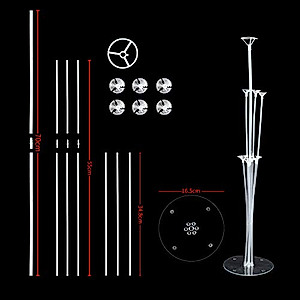 Balloons Stand Kit Table Decorations,2Set with 14Sticks,14 Cups,2 Base,12 Rose Gold Metallic Balloons 6 Rose Gold Confetti Balloons for Birthday,Baby ShowerWeddingAnniversary Table Party Decorations.