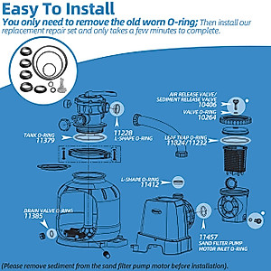 Dimakung Sand Filter Pump Seal Gasket Parts, Replacement Repair Set Compatible with Intex Sand Filter Pumps, Air Release Valve & O-Rings (Black)