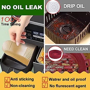 Air Fryer Liners for bella 4Qt Slim Air Fryer, Bella Air Fryer Accessories, Parchment Paper Liners Disposable Rectangular for Ninja Foodi 2-Basket, Instant Pot Vortex Plus, PowerXL Vortex(100Pcs)