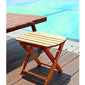 TIMBERHOLM Pack of 2 Folding Side Tables Outdoor for Patio, Small Folding Table Outdoor, Outdoor Table Small, Teak Table Outdoor, Foldable Table, Small Patio Side Table, Natural (Oval)