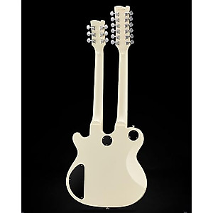 WestCreek DOUBLE TROUBLE Electric Guitar Double Neck 12 String & 6 String Guitar, Rosewood Fretboard and Mahogany Body (White)