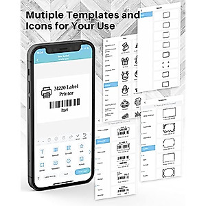 Itari M220 Label Maker 3 Inch Bluetooth Label Maker, Barcode Label Printer for Storage, Address, Mailing, Office, Home, Small Business, Compatible with iOS, Android and PC, with 1 Roll Label