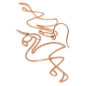 Doubnine Flamingo Hollow Earrings Bird Frame Drop Dangle Rose Gold Earrings Bohemian Jewelry for Women