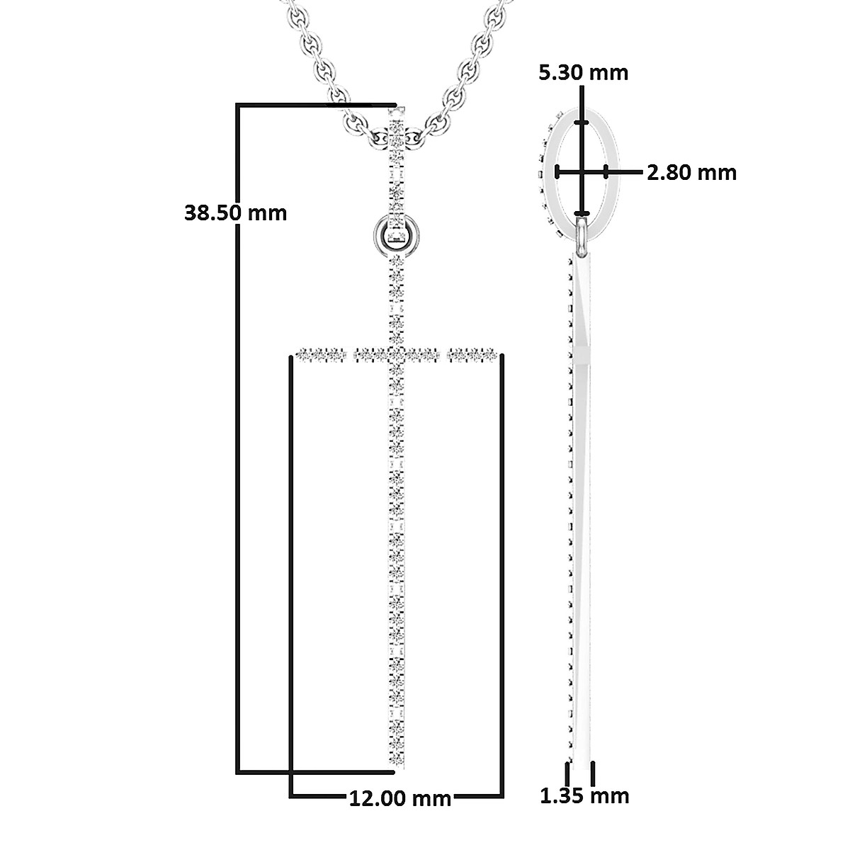 Dazzlingrock Collection Round White Diamond Cross Pendant for Women with 18 inch Silver Chain (0.09 Ctw) in 14K White Gold