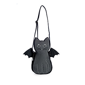 Lost Queen Women's Wendigo Bag Convertible Backpack Cute Black Cat Bat Crossbody Purse