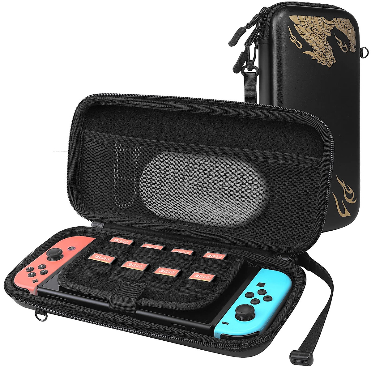 Flyekist Carrying Case for Nintendo Switch Lite - Monster Hunter Rise Theme - Portable Travel Protective Hard Storage Bag Soft Lining with 8 Game Card Slots for Switch Lite & Accessories