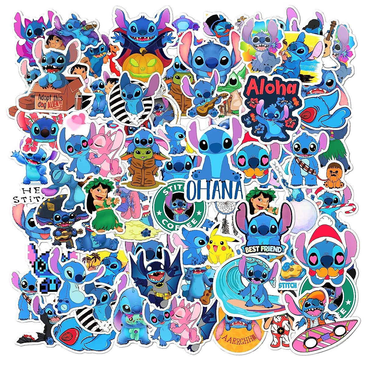 Stitch Caroon Stickers(100pcs) Waterproof Vinyl for Waterbottle Laptop Luggage Car Motorcycle Bicycle Fridge DIY Styling Vinyl Home