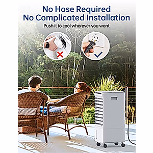 Evaporative Air Cooler, AOLOS Room Air Conditioner Fan, 3 IN 1 Portable Air Cooler w/Remote, 3 Speeds, 1.85-Gal, 7H Timer & 40°Auto Oscillation, Air Conditioner Portable for Room Garage Office