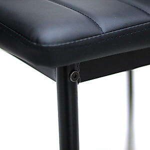 IDS Home 7 Piece Glass Dining Table and Chair Set for 6 Kitchen Dining Room Furniture Rust Resistant Metal Leg Frame Black