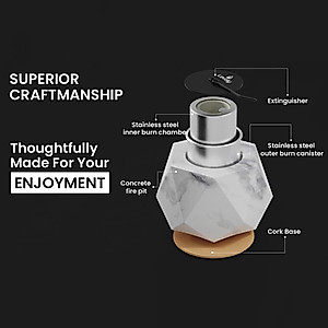 Levaly Tabletop Fire Pit for Indoor Outdoor - White Geometric Smokeless and Odorless Table Top Firepit Bowl - Mini Portable Firebowl - Cement Fireplace - Backyard Patio Balcony Smores,Ethanol Biofuel