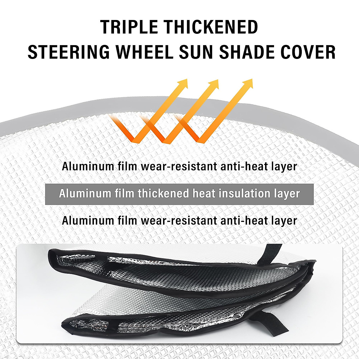 Car Steering Wheel Cover Sun Shade,3 Layers Thickened Foil Car Heat Shield for Steering Wheel,Universal Car Accessories Cooling Steering Wheel Cover for Car Truck SUV Van