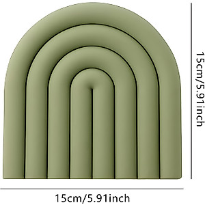 monomono Aesthetic & Colorful Silicone Trivets for Hot Pots and Pans, Pot Holders, Modern Heat Resistant Mats for Countertop, Hot Pads, Multi-Purpose Trivet Mat, Spoon Rest, Set of 2 (Muted Green)