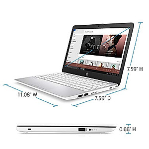 HP Stream 11.6-inch HD Laptop, Intel Celeron N4000, 4 GB RAM, 32 GB eMMC, Windows 10 Home in S Mode with Office 365 Personal for 1 Year (11-ak0020nr, Diamond White)