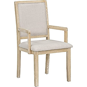 FIQHOME 5-Piece, Round to Oval Extendable Butterfly Leaf, Table and 4 Upholstered Chairs with Armrests,Kitchen Dining Set,Natural Wood Wash