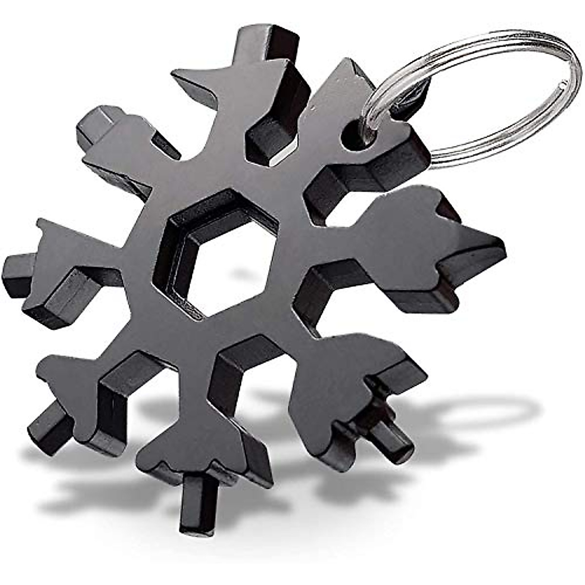 18 in 1 Snowflake Multitool for Men, Small Stainless Steel All in One Screwdriver as Bottle Opener, Screwdriver, Wrench, Box Cutter, Mini Keychain Gadgets for Camping, Survival