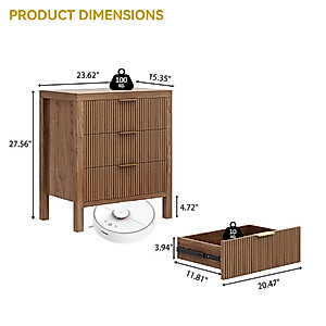 JZXSHD Nightstand with 6 Drawers, Dresser and Nightstand Sets, Bedside Tables, Mid Century Nightstands with 6 Wide Drawers for Bedroom, Kids’ Room, Hallway, （Walnut X 2pcs）