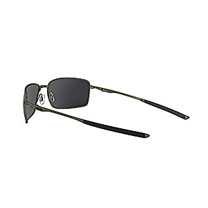 Oakley Men's OO4075 Square Wire Rectangular Sunglasses, Carbon/Grey Polarized, 60 mm