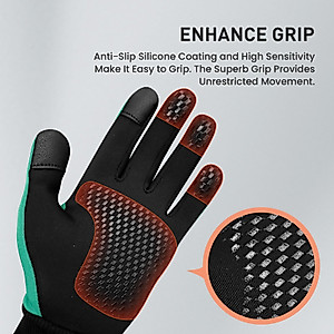FINGER TEN Winter Gloves Touchscreen for Kids Boys Girls Running Thermal Gloves for Cold Weather, Youth Lightweight Warm Touch Screen Gloves for Hiking Skating Football (Green, Medium)
