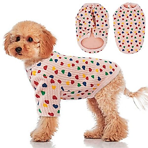T'CHAQUE Pet Clothes Dog Hoodies with Heart Print, Basic Causal Puppy T-Shirts Cat Outfits Pullover for Daily and Party Wear, Cute Pet Apparel Clothing for Small and Medium Dogs, Pink M