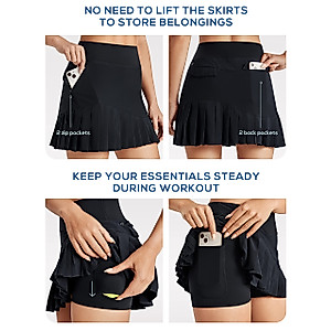 UNISSU Tennis Skirt Skorts Skirts for Women with 6 Pockets Pleated Golf High Waisted Summer Cute Athletic Workout Running White X-Small