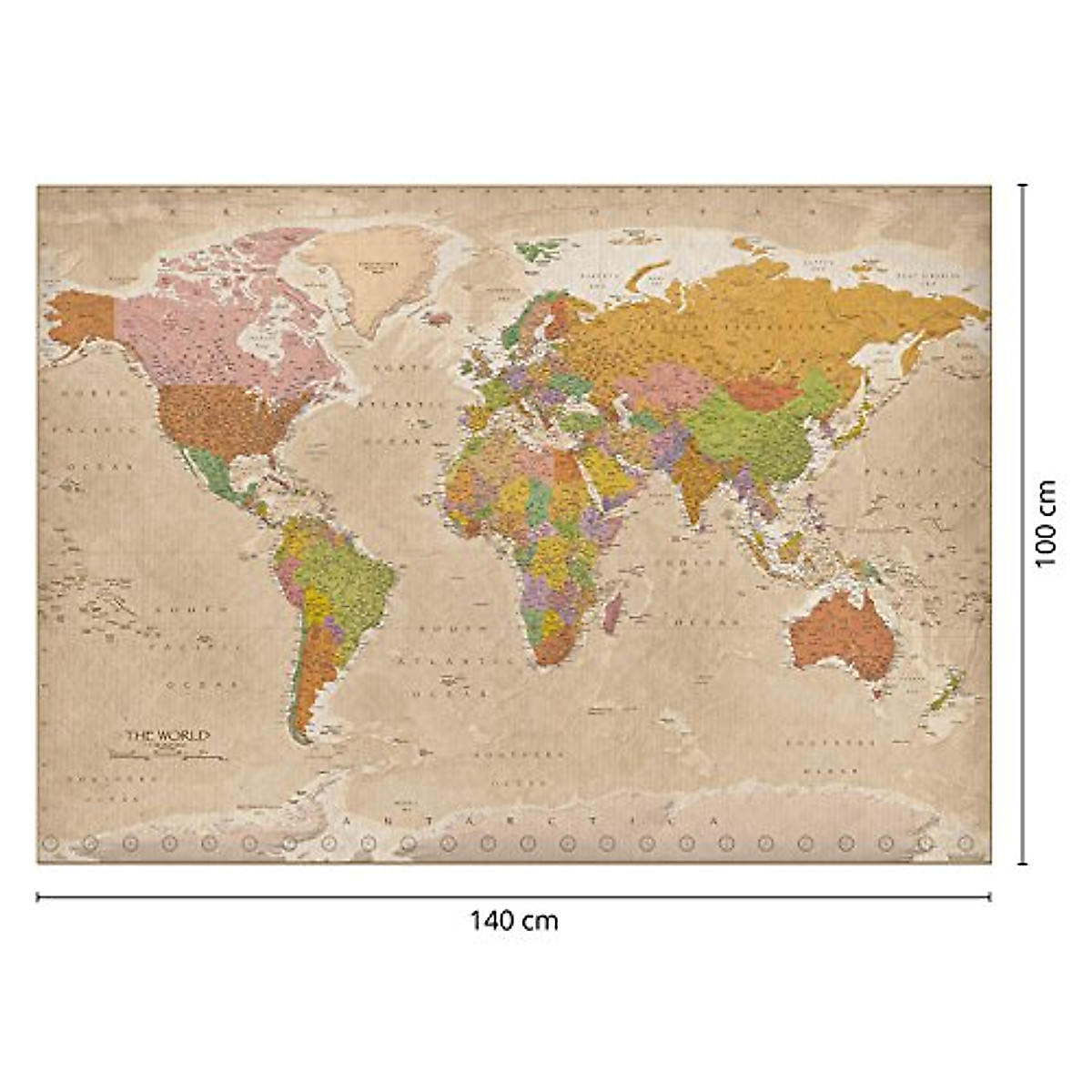 Close Up World map XXL Poster Vintage 2018- MAPS in Minutes® (55"x39")