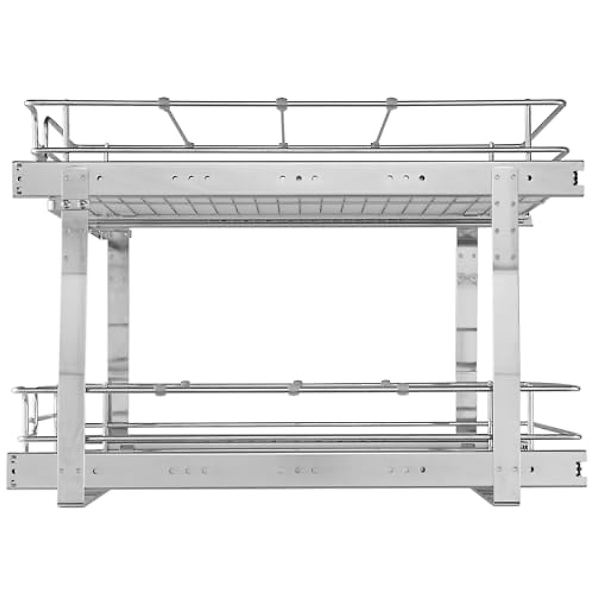 VEVOR 2 Tier 16"W x 21"D Pull Out Cabinet Organizer, Heavy Duty Slide Out Pantry Shelves, Chrome-Plated Steel Roll Out Drawers, Sliding Drawer Storage for Inside Kitchen Cabinet, Bathroom, Under Sink