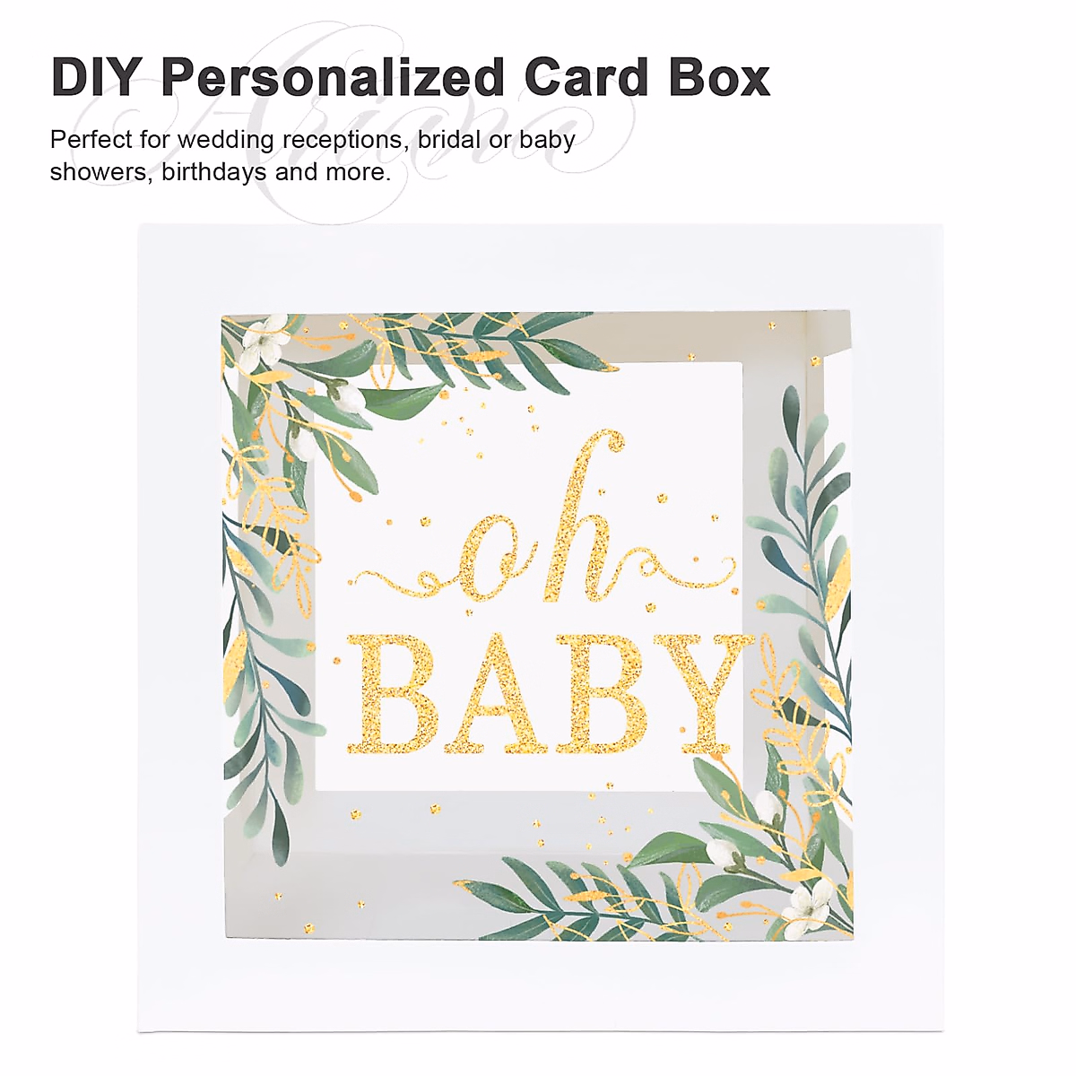 QIKSION Baby Shower Card Box for Reception, Clear with White Border Gift Card Box for Baby Showers, Wishing Well Party, Birthday, Gender Reveal
