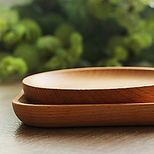 CAN_Deal 4-Pack 5" Natural Beech Wood Square Serving Dishes, Mini Dessert Plates