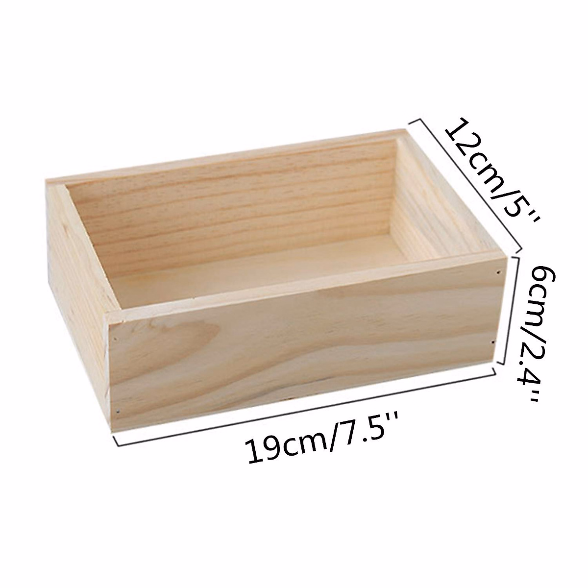 LONG TAO 2 Pcs 7.5" × 5" × 2.4" Natural Wooden Succulent Planter Plant Container Box Window Boxes Rectangular Flower Pot Storage Box for Indoor Outdoor Home Venue Decor