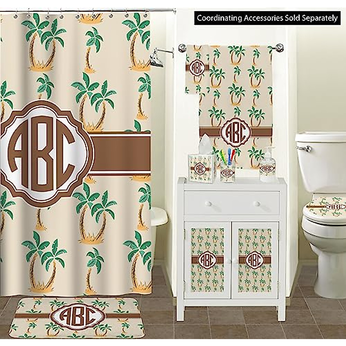 RNK Shops Palm Trees Waste Basket - Double Sided (White) (Personalized)