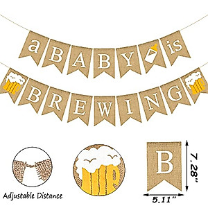 Doumeny Jute Burlap A Baby is Brewing Banner Baby Shower Decorations Banner Gender Reveal Bunting Garland Baby Bottle Burlap Bunting Oh Baby Garland Welcome Baby Banner Beer Mug Diaper Party Supplies