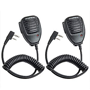 BAOFENG 2 Pack Original UV-5R Mic for Ham Radio Shoulder Speaker Mic Compatible with BaofengBF-F8HP UV-5R UV-5R Plus GT-3 BF-888s can be Used as Police Walkie Talkie Two Way Radio Accessories