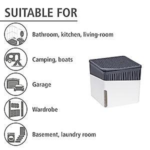 WENKO Dehumidifier Small, Portable, Compact and Rechargeable, Moisture Absorber for Bathroom, Bedroom, Garage, Closet, 2800 Cubic Feet, 2.2lbs, White, 6.18 x 6.5 x 6.5, 2.2 lbs