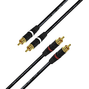 16 Foot RCA Cable Pair - Audioblast HQ-1 - Ultra Flexible - Dual Shielded (100%) High-Definition Audio Interconnect Cable and Neutrik-Rean NYS Gold RCA Connectors (2 Cables, Each 16 Foot Long)