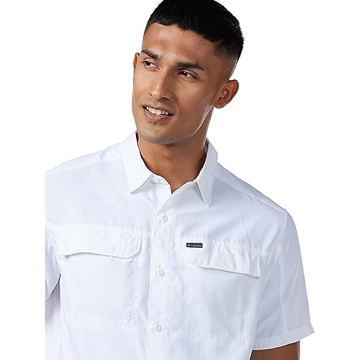 Columbia Men's Silver Ridge 2.0 Short Sleeve Shirt, UV Sun Protection, Moisture Wicking Fabric, White, Medium