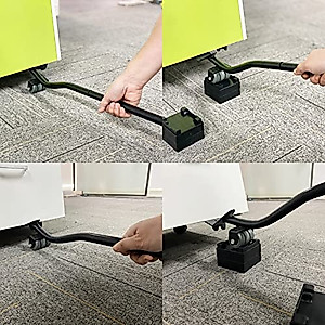 WEPUMP Furniture Lifter Mover Tool Set to Move Heavy Furniture Quickly & Easily 1000 Lbs Capacity 21 Inch (1 Lifter Tool & 4 Heightening Block)