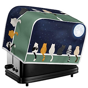 Baxinh Galaxy Print Oven Cover Kitchen Bread Machine Protector, Moon Cat 4 Slice Toaster Cover for Home, Anti Dust Fingerprint Coaster Cover, Kitchen Small Appliance