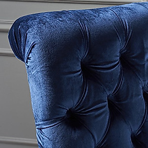 Christopher Knight Home Leorah Tall Back Tufted Velvet Dining Chairs, 2-Pcs Set, Navy Blue / Dark Brown