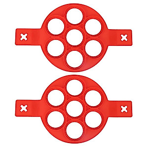 Egg Frying, 2Pcs Silicone Egg Rings Non-Stick Pancake Making Mould Omelette Mould Cooking with Handles for Fried Eggs/Egg Muffins, DIY Kitchen Utensils, 7 Holes Round