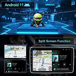2022 Android 11 Rotating Touch Screen Car Stereo with Apple Carplay Android Auto, 10" Car Radio with Hi-Fi FM/RDS GPS WiFi Double Din Head Unit Support Bluetooth AHD Backup Camera(2+32)