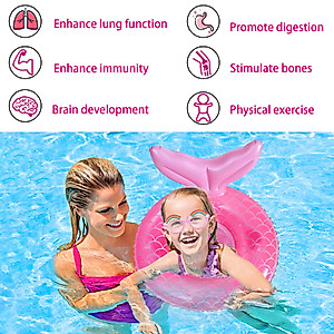 ZEYGLXC 2023 New Mermaid Baby Swimming Pool Floats 6-48 Months,Inflatable Pool Swim Ring with Seat and Handle for Babies Toddlers Infant Training Summer