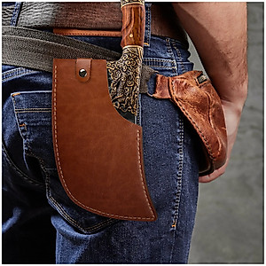 Purple Dragon Meat Cleaver Knife Heavy Duty Butcher Knife Hand Forged Professional Bone Chopper with leather sheath outdoor Knife High Carbon Steel Sharp for Home or Restaurant Gift Box