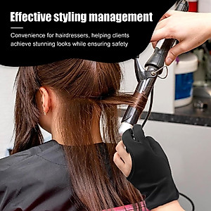 Comanlai Professional Heat Resistant Gloves for Hair Styling - 3 Finger Mittens Curling Wand Glove Barber Glove Reusable Hair Dye Heat Protector Glove Protection Gloves