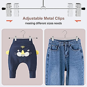 ESEOE Pants Hangers with Clips, Pants Hangers Space Saving, Non Slip Adjustable Clip Skirt Hangers, Metal Adult Kids Hangers for Closet Skirt Shorts Trouser Leggings (20 Pack)